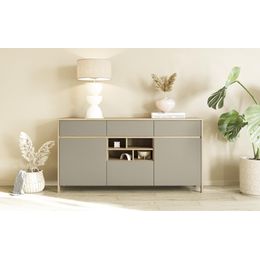 Sideboard Home Affaire "Stranda, moderner Schrank, Kommode im Scandi-Style, 165 cm breit", eukalyptus skandi, B:164cm H:85cm T:39cm, FSC-zertifizierter Holzwerkstoff, Sideboards, elegante Rahmenoptik, ausreichend Stauraum, vielseitig einsetzbar