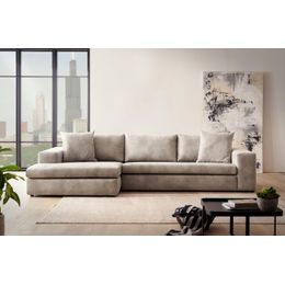Ecksofa Home Affaire, B:325cm H:72cm T:167cm, grau, Wohnzimmer, Sofas, "SLEETLAND XXL in Samtvelours oder Vintage-Leder-Optik, L-Form", besonders