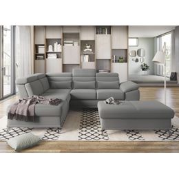 Sit & More Ecksofa SIT & MORE, B:274cm H:87cm T:230cm, grau, 100% Polyester, Wohnzimmer, Sofas, "Cabrio L-Form, B: 274 cm, mit Sitztiefen-, Arm- &