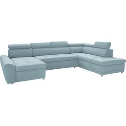 Sit & More Wohnlandschaft SIT & MORE, B:337cm H:92cm T:95cm, blau, Struktur (100% Polyester);Flachgewebe (100% Polyester);Luxus-Microfaser (100% Polyester),