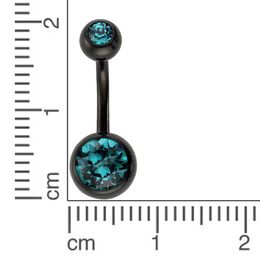 ZEEme Damen Bauchnabelpiercing "316L Chirurgenstahl schwarz Kristall blau", schwarz, Chirurgiestahl, Piercings
