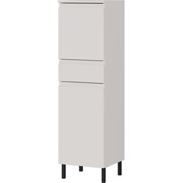 Midischrank Germania, B:34cm H:120cm T:34cm, braun, MDF, Spanplatte, Badezimmer, Schränke, "Scantic", mit griffloser Optik