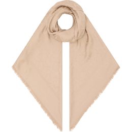 Calvin Klein Damen Schal "SHINY JACQUARD MONOGRAM SQUARE", beige, gemustert, Kunstfaser, Modetücher, mit Logo-Jacquardmuster