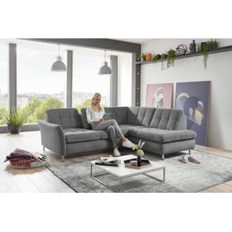 Ecksofa DIE PLANBAR, B:242cm H:87cm T:116cm, grau, 100% Polyester, Wohnzimmer, Sofas, "MP-IN20016 L-Form mit Kaltschaum-Polsterung", wahlweise mit