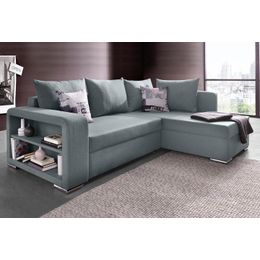 Ecksofa Collection AB, B:226cm H:85cm T:160cm, grau, Zierkissen: 100% Polyester;Struktur (100% Polyester);Kunstleder SOFTLUX / Struktur (80%