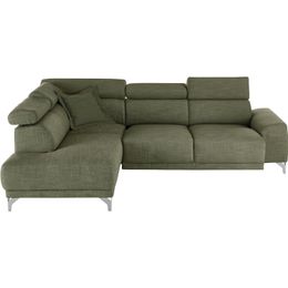 Ecksofa 3C CANDY, B:249cm H:79cm T:209cm, gr&uuml;n, 100% Leder, Wohnzimmer, Sofas, "Greve Sofa immer mit manuelle Kopfteilverstellungen, modern,
