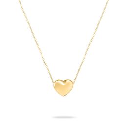 ECHTZEIT Damen Kette mit Anhänger "Schmuck Geschenk Edelstahl Halskette Puffy Heart Herz", Edelstahl, L: 45 B: 2mm, gold, Edelstahl, B:2mm, Halsketten