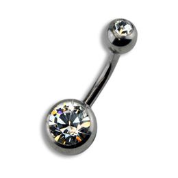 ZEEme Damen Bauchnabelpiercing "Titan silberfarben Kristall wei&szlig; 8mm", grau, Titan, Piercings