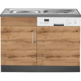 Sp&uuml;lenschrank KOCHSTATION, B:110cm H:85cm T:60cm, grau, Holzwerkstoff, K&uuml;che, Schr&auml;nke, "KS-Colmar", 110 cm, Front und Sockelblende f&uuml;r