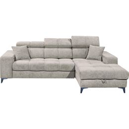 Ecksofa, B:268cm H:86cm T:172cm, beige, ED EXCITING DESIGN, 92% Polyester, 8% Nylon, Wohnzimmer, Sofas, "Sydney L-Form mit Bettfunktion, Bettkasten,