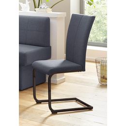 Freischwinger Home Affaire, B:42,5cm H:100cm T:60cm, grau, Metall, Polyester, Sperrholz, Stühle, "Nils", Stuhl belastbar bis 120 Kg, Gestell Metall