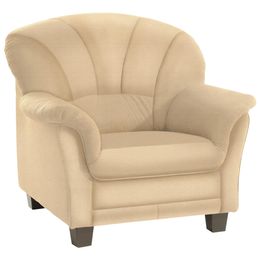 Sessel Home Affaire, B:93cm H:86cm T:81cm, beige, MELROSE/Struktur (100% Polyester);Echtleder mit Kunstleder im R&uuml;cken;Microfaser PRIMABELLE (100%