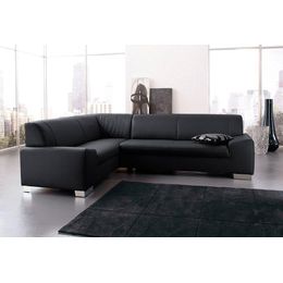 Ecksofa DOMO collection, B:249cm H:75cm T:181cm, schwarz, Microfaser aus 100% Polyester;Softlux, das pflegeleichte Kunstleder aus 80% PVC, 18%