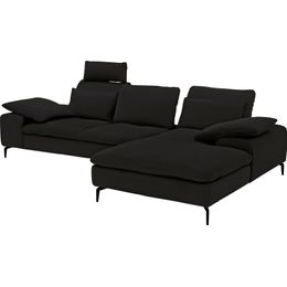 Ecksofa W.Schillig, B:299cm H:83cm T:178cm, schwarz, Longlife Xtra-Leder Z59: Glattleder mit modischer Prägung. Hautstärke 0, 9 - 1, 1 mm,