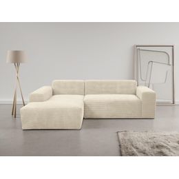Ecksofa WERK2, B:253cm H:70cm T:188cm, beige, 90% Polyester, 10% Nylon, Wohnzimmer, Sofas, "Zeus-L modern & zeitlos, Breite 253 cm, bequemes Sofa",