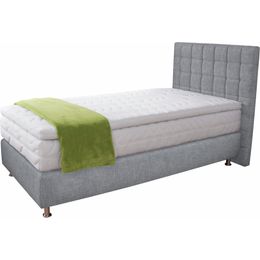 Boxspringbett, B:135cm L:210cm, grau, Westfalia Schlafkomfort, Microvelours (100% Polyester);Strukturstoff (77% Polyester und 23%