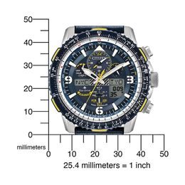 Citizen Herren Funkchronograph "Promaster Skyhawk "Blue Angels"", blau, Armbanduhren, Armbanduhr, Herrenuhr, Solar, Stoppfunktion, Lederarmband