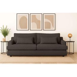 Big-Sofa Home Affaire, B:237cm H:82cm T:109cm, braun, 92% Polyester, 8% Nylon, Sofas, "Evelle 3 Sitzer Maxi", 237 cm, tiefe Sitzfläche,
