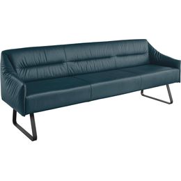 Essbank Musterring, B:232cm H:86cm T:70cm, blau, Sitzbänke, "JustB SP500", Metallkufe schwarz, verschiedene Farben, Breite 220 oder 250 cm