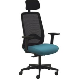 mayer Sitzmöbel Drehstuhl MAYER SITZMÖBEL, B:70cm H:123cm T:63cm, blau, Polyester, Büro, Stühle, "2228", 3D Armlehnen, Kopfstütze, Sitztiefenverstellung
