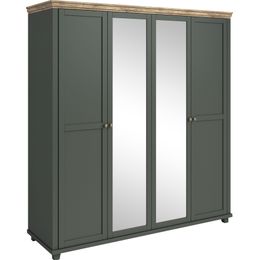Dreht&uuml;renschrank Home Affaire, B:200cm H:216cm T:62cm, gr&uuml;n, ABS-Kunststoff, Dekorfolie, FSC-zertifizierter Holzwerkstoff, MDF, Schr&auml;nke, "Evora,