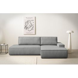 Ecksofa Home Affaire, B:275cm H:85cm T:167cm, grau, 100% Polyester, Wohnzimmer, Sofas, "SHERWOOD, Schlafsofa in L-Form offen (275cm), Cord,