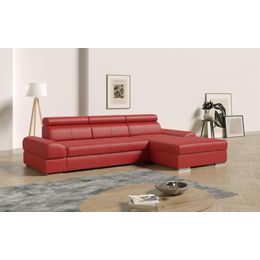 Sit & More Ecksofa SIT & MORE, B:284cm H:79cm T:171cm, rot, Luxus-NaturLeder;Luxus-Kunstleder;NaturLEDER;Microfaser Primabelle (100% Polyester), Wohnzimmer,