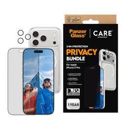 Handyhülle "3-in-1 Flagship Privacy Bundle Apple iPhone 17 Pro", Apple iPhone 17 Protransparent, CARE BY PANZERGLASS, Hüllen, Backcover, Schutzhülle,