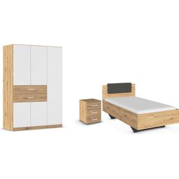 Schlafzimmer-Set Rauch, schwarz-wei&szlig;, Holzwerkstoff, Schlafzimmerm&ouml;bel-Sets, "Komplettzimmer Komplettschlafzimmer Schlafzimmer-Set (3-St.) MAIKA",
