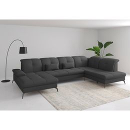 Sit & More Wohnlandschaft SIT & MORE, B:357cm H:90cm T:231cm, grau, 95% Polyester, 5% Polyamid, Sofas, "Amica, U-Form, inkl. Sitztiefenverstellung und