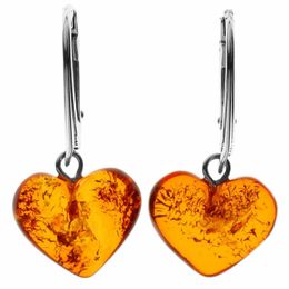 OSTSEE-SCHMUCK Damen Paar Ohrh&auml;nger "- Herz - Silber 925/000 - Bernstein", Silber 925 (Sterlingsilber), silber, Silber 925 (Sterlingsilber), Ohrringe
