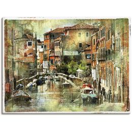 Wandbild Artland, B:120cm H:90cm T:1,8cm, bunt, Leinwand, Wohnzimmer, Bilder, "Kanal in Venedig", als Leinwandbild, Poster, Wandaufkleber in