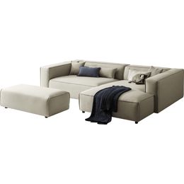 Ecksofa, B:288cm H:66cm T:198cm, grün, LeGer Home by Lena Gercke, 100% Polyester, Sofas, "PIARA XXL, L-Form, Schlaffunktion, Cord, Leinenoptik o.
