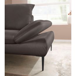 Ecksofa W.Schillig, B:294cm H:87cm T:185cm, braun, Chenille-Flachgewebe R66 (85% Polyester, 15% Nylon);Longlife Xtra-Leder Z59: Glattleder mit