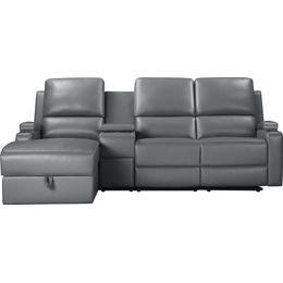 Ecksofa Home Affaire, B:240cm H:105cm T:155cm, grau, Sofas, "NAPORI Multimediasofa, 3er Kinosessel XXL, L-Form, 3 Bezugsstoffe", Kinosofa mit