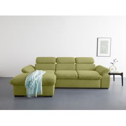 Ecksofa COTTA, B:250cm H:73cm T:165cm, grün, 90% Polyester, 10% Polyamid, Wohnzimmer, Sofas, "Lola L-Form mit Kopfteilfunktion & Hocker", wahlweise