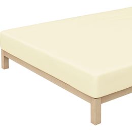 Spannbettlaken Schlafgut, gelb, Mako-Zwirn-Jersey, Obermaterial: 95% Baumwolle, 5% Elasthan, Bettlaken, "Premium", Zero Waste Verpackung, PREMIUM