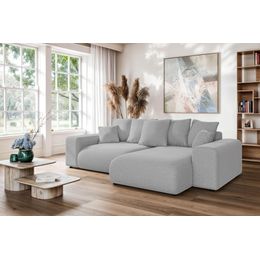 Ecksofa Home Affaire, B:256,5cm H:84cm T:166cm, grau, 100% Polyester, Wohnzimmer, Sofas, "LAKESIDE mit Bettfunktion und Bettkasten, B/T/H 257/166/84
