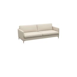 3-Sitzer FLEXLUX, B:214cm H:85cm T:92cm, wei&szlig;, 100% Echteder, Sofas, "Fiore, super Sitzkomfort durch Kaltschaum im Sitz", schmale Armlehnen, F&uuml;&szlig;e