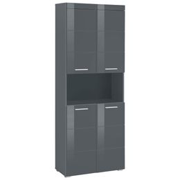Hochschrank Welltime, B:73cm H:190cm T:31cm, grau, Badezimmer, Schränke, "Avena", Badschrank 4-türig mit o. Fach und 4 Einlegeböden - B/T/H 73/31/190