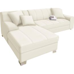 Ecksofa DOMO collection, B:239cm H:75cm T:82cm, weiß, Wohnzimmer, Sofas, "Turah incl. Zierkissen, moderne Steppung, auch in Leder", wahlweise mit