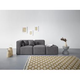 3-Sitzer Home Affaire, B:233cm H:76,5cm T:93cm, grau, 100% Polyester, Sofas, "Sundstrup", Modulserie, individuelle Zusammenstellung