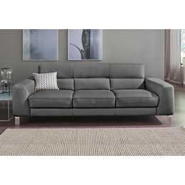 3-Sitzer Calia italia, B:232cm H:81cm T:94cm, grau, Leder SORRENTO - 100% Leder;Leder BULL - 100% Leder, Sofas, "Simon, toller Sitzkomfort,