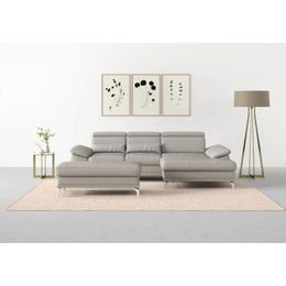 Sit & More Ecksofa SIT & MORE, B:295cm H:87cm T:180cm, grau, Wohnzimmer, Sofas, "Cabrio L-Form, B: 295 cm, mit Sitztiefen-, Arm- & Kopfteilverstellung", 2