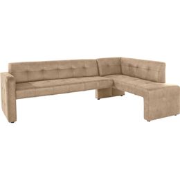 Eckbank, B:197cm H:82cm T:265cm, beige, exxpo - SOFA FASHION, Microfaser (Zusammensetzung: 100% Polyester);Lederfaserstoff (Grundgewebe 41%