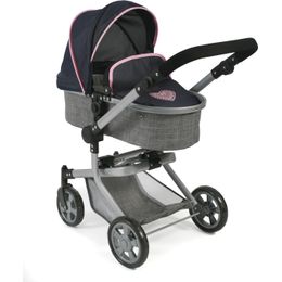 Bayer Chic 2000 CHIC2000 Jungen Kombi-Puppenwagen "Mika", blau, Kunststoff, Metall, Stoff, B:41cm H:82cm T:73cm, Puppenwagen, mit schwenkbaren Vorderrädern