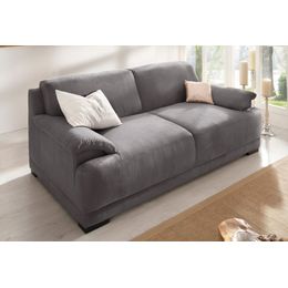 3-Sitzer Home Affaire, B:218cm H:80cm T:96cm, grau, dicke Luxus-Microfaser in Lederoptik (100% Polyester);Chenille (100%