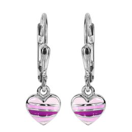 OSTSEE-SCHMUCK Damen Paar Ohrh&auml;nger "- kleines Herz - Silber 925/000 -", Silber 925 (Sterlingsilber), lila, Silber 925 (Sterlingsilber), Ohrringe