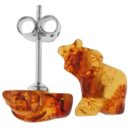 OSTSEE-SCHMUCK Damen Paar Ohrstecker "- kleiner Elefant - Silber 925/000 - Bernstein", Silber 925 (Sterlingsilber), silber, Silber 925