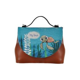 DOGO Damen Henkeltasche "Handy Umh&auml;ngetasche Caretta Schultertasche", braun, Lacklederimitat, Taschen, Handgefertigt